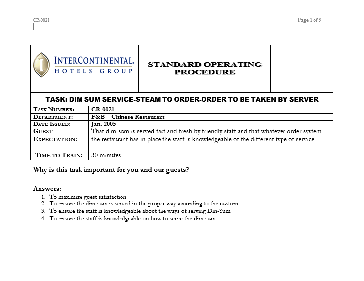 Tài liệu hay: [SOP] Intercontinental Group - Chinese Restaurant - Dim ...