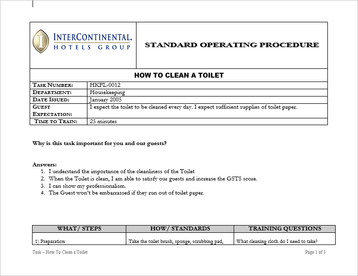 Tài liệu hay: [SOP] Intercontinental Group - Housekeeping Floor - How ...