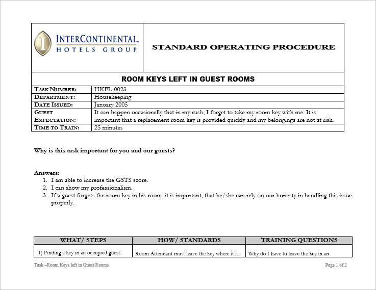 Tài liệu hay: [SOP] Intercontinental Group - Housekeeping Floor - Room ...